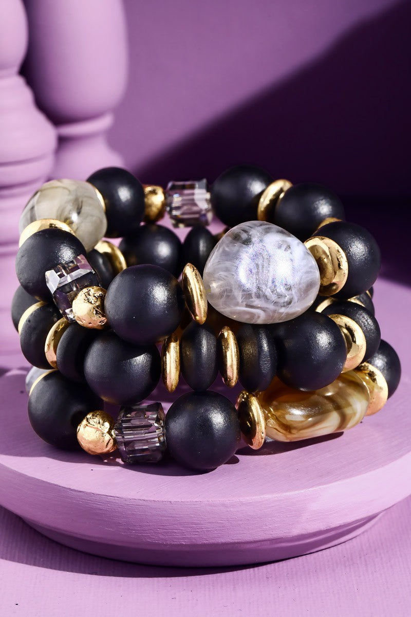 Sleek Sandstorm Wood Beaded Bracelet Stack – Rebel Gypsy
