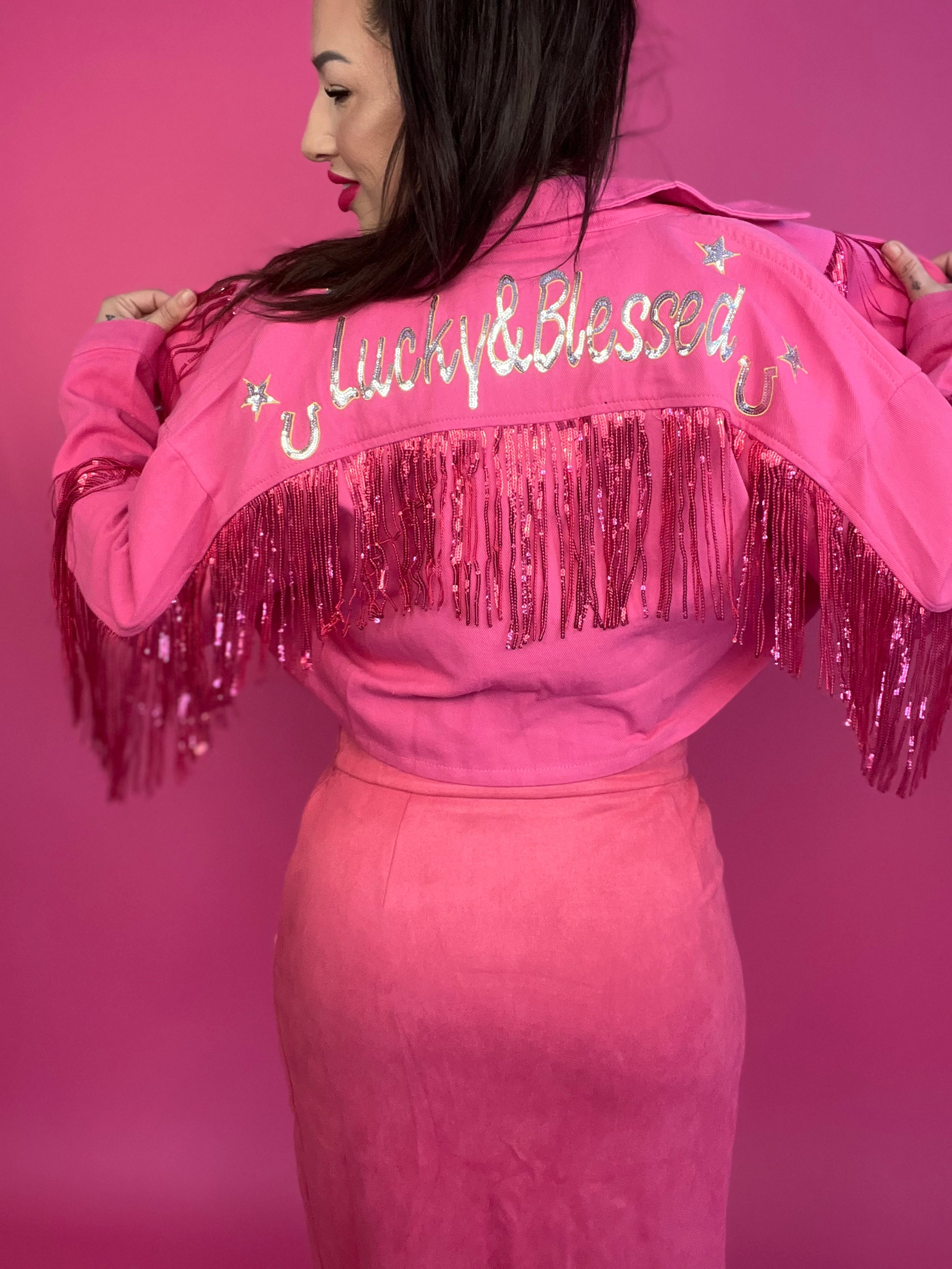 (S-3X) Barbie Girl All Around Sequins Fringe Denim Jacket – Rebel Gypsy